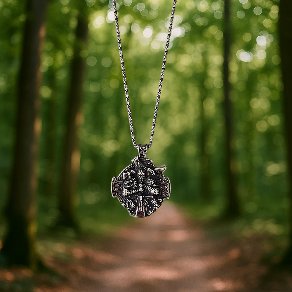Crest of the Brave Necklace Viking Axe Pendant Stainless Steel Norse ...