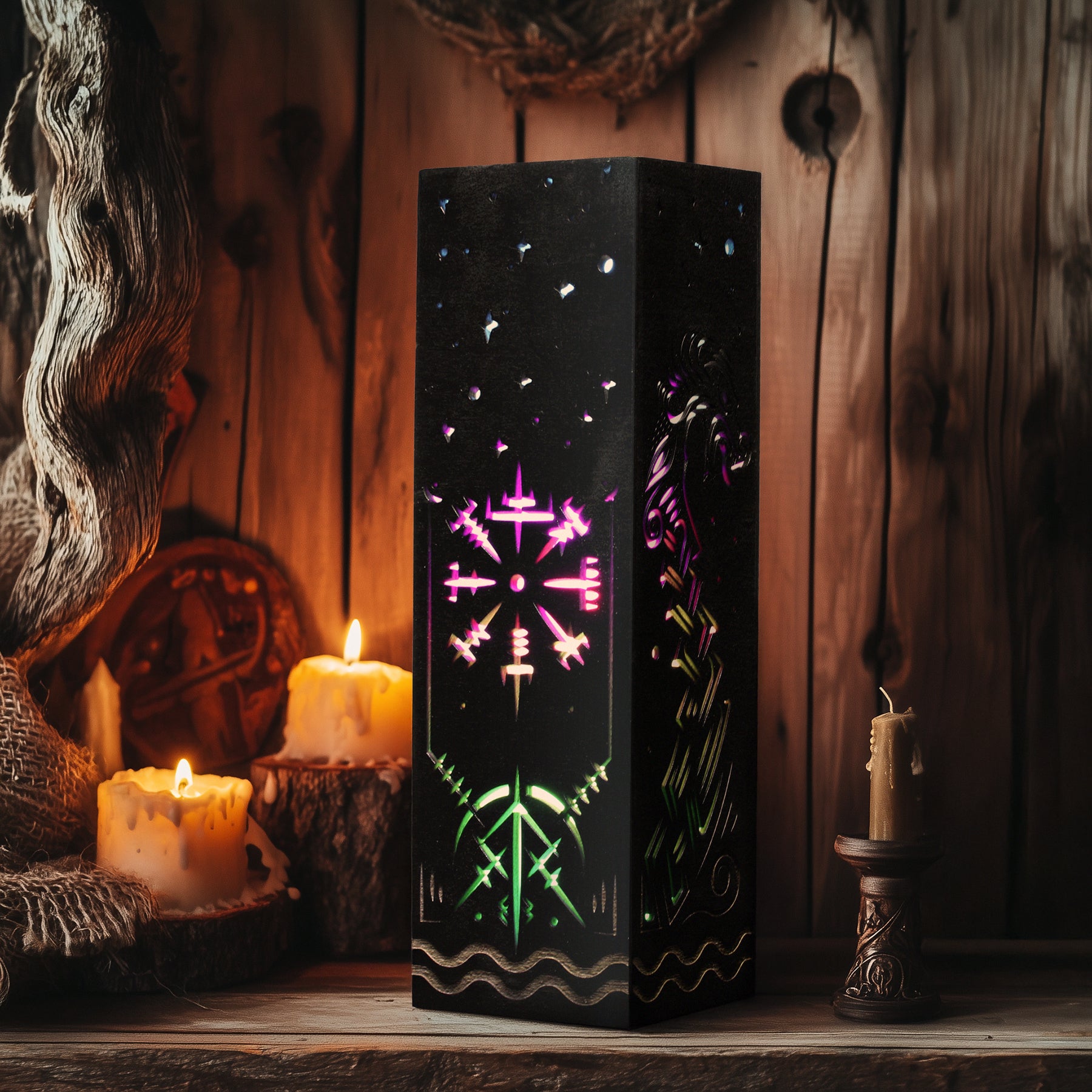 The Drakkar’s Light | Viking Ship Lantern with Vegvísir & LED Glow ...